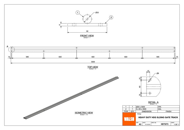 Heavy Duty HDG Sliding Gate Track